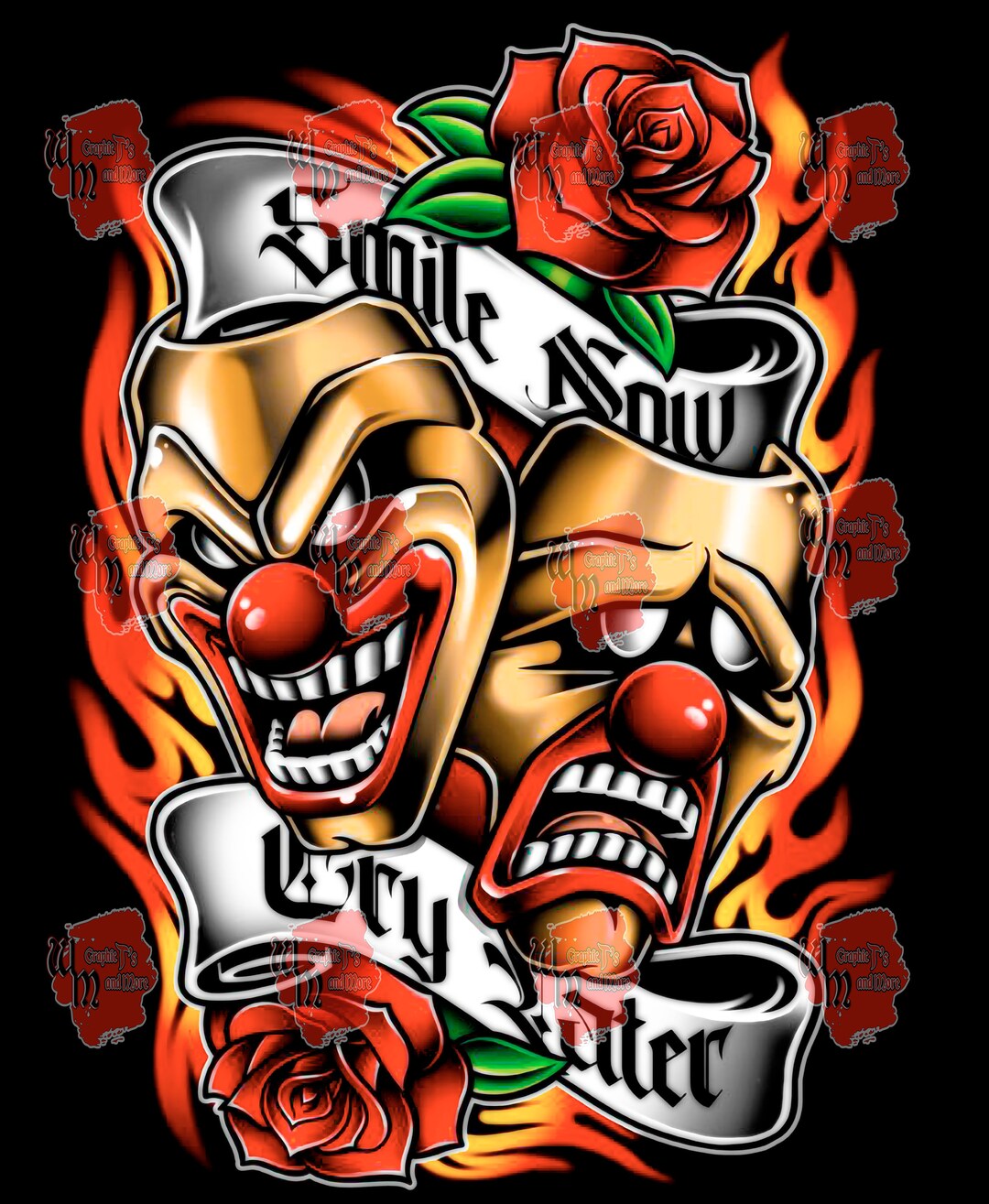 2 Smile Now Cry Later PNG Transfers , for Black and White Shirt ...