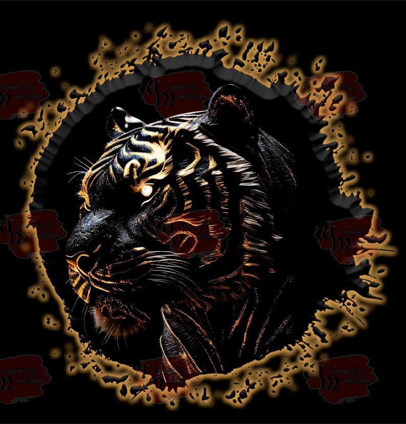 Black Tiger PNG Design, Tiger Transfer Black and Gold Tiger Transfer ...