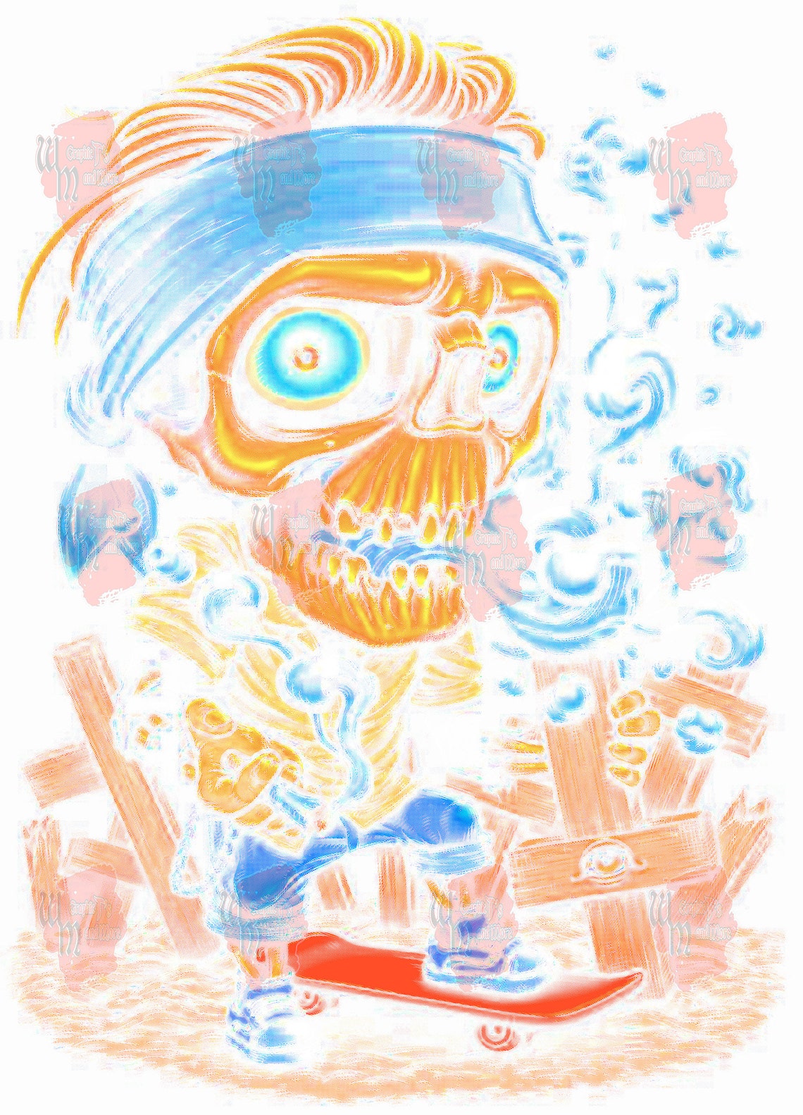 Halftone Skeleton Skateboarding PNG, Sublimation Design (400 DPI) - Etsy