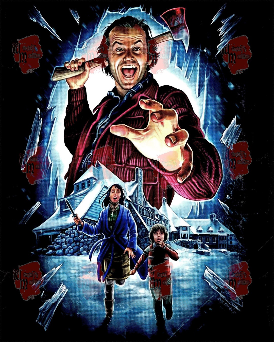 The Shining , Scary Movie Halftone for Black Shirt, Movie Dtf, Movie ...