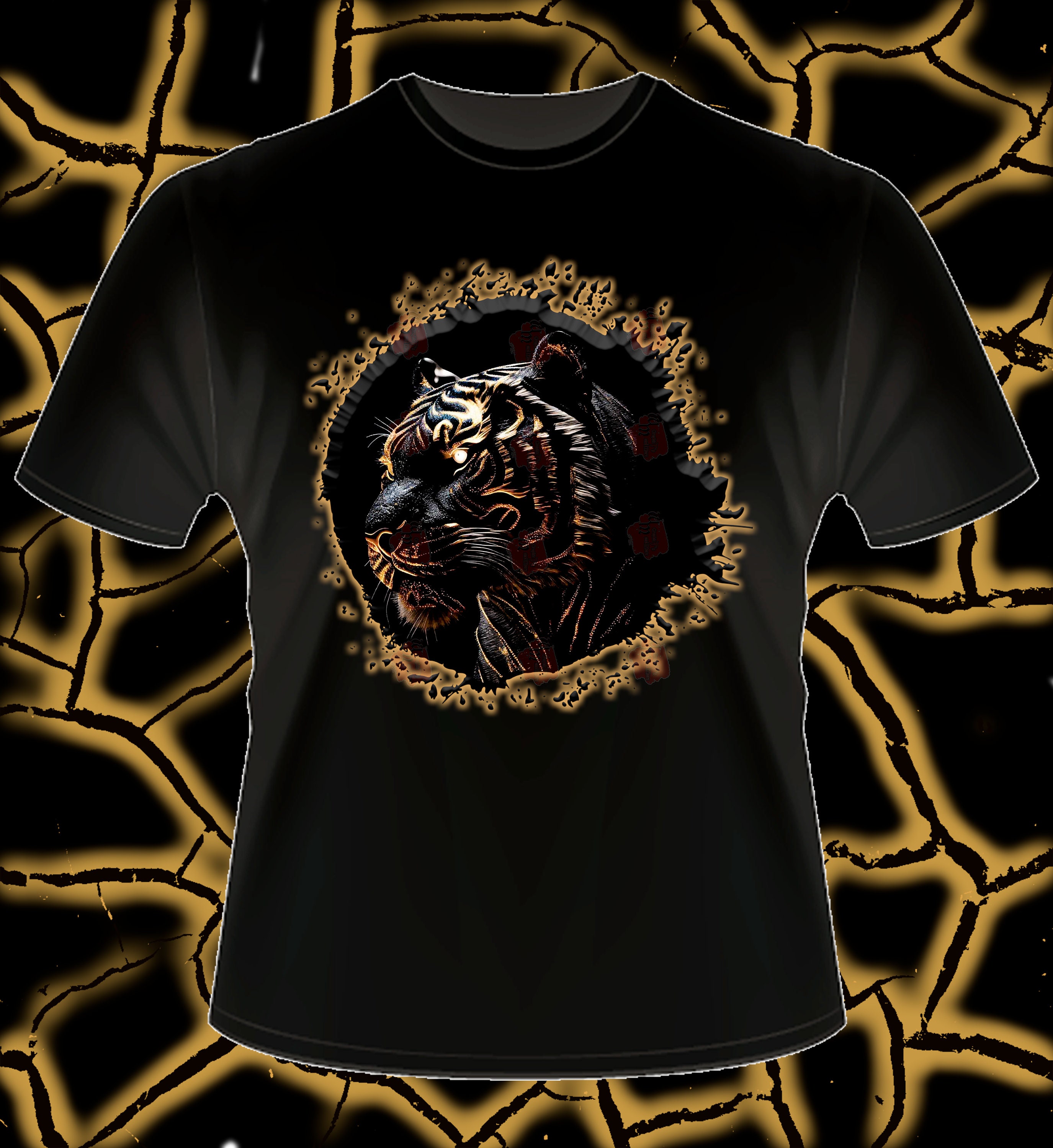 Black Tiger PNG Design, Tiger Transfer Black and Gold Tiger Transfer ...