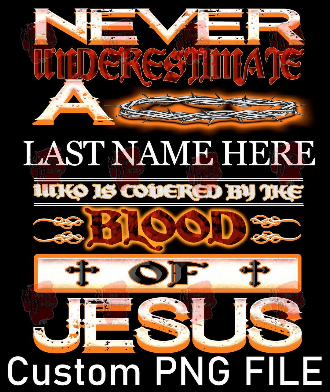 Custom Christian Saying PNG, Personalized Last Name (digital Download ...