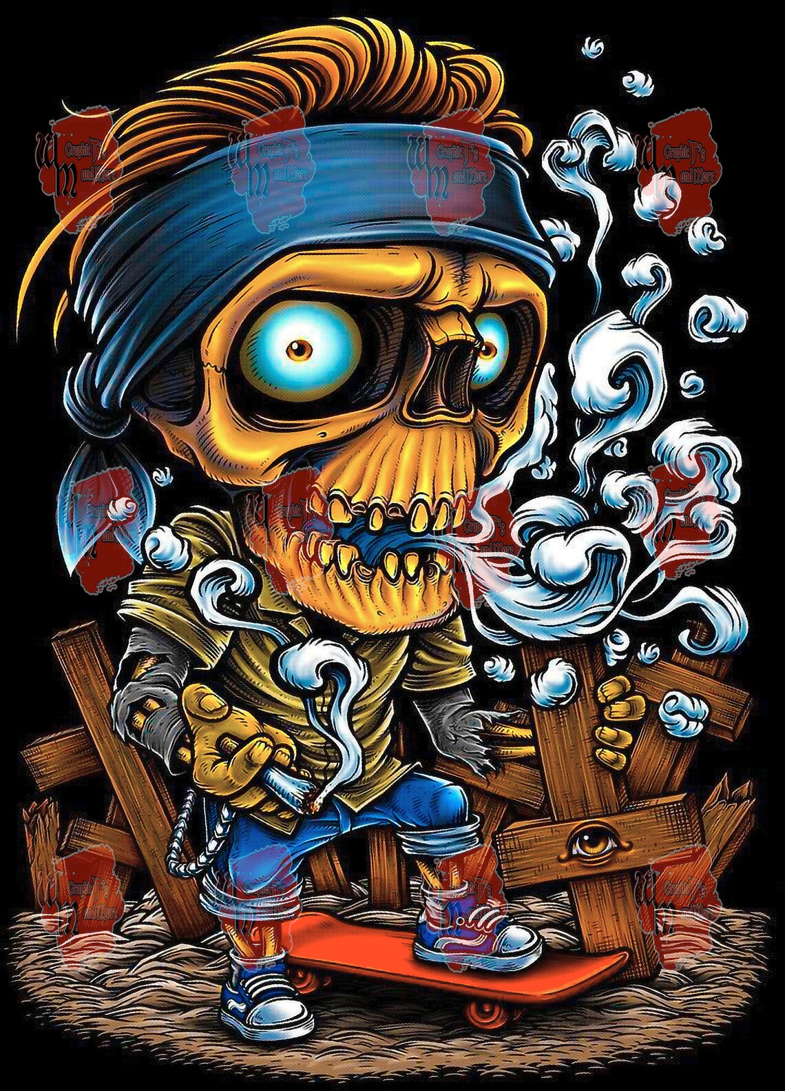 Halftone Skeleton Skateboarding PNG, Sublimation Design (400 DPI) - Etsy