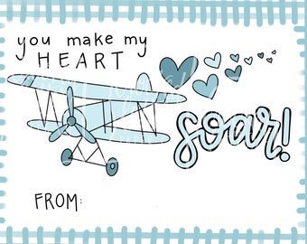 Airplane Valentines Printable Download - Valentine's Day Cards - 2.5"x3 ...