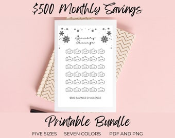 250 Dollar Monthly Savings Challenge Printable, Savings Tracker, PDF ...