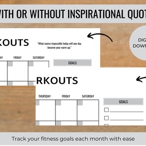 Undated Workout Calendar Printable, Fitness Planner, Gym Tracker ...