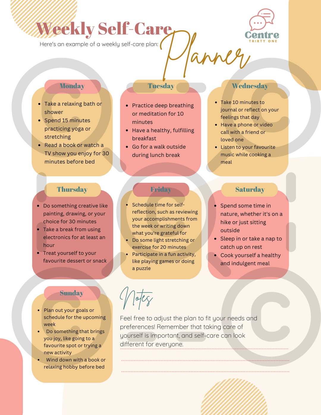 Printable Weekly Self Care - Etsy