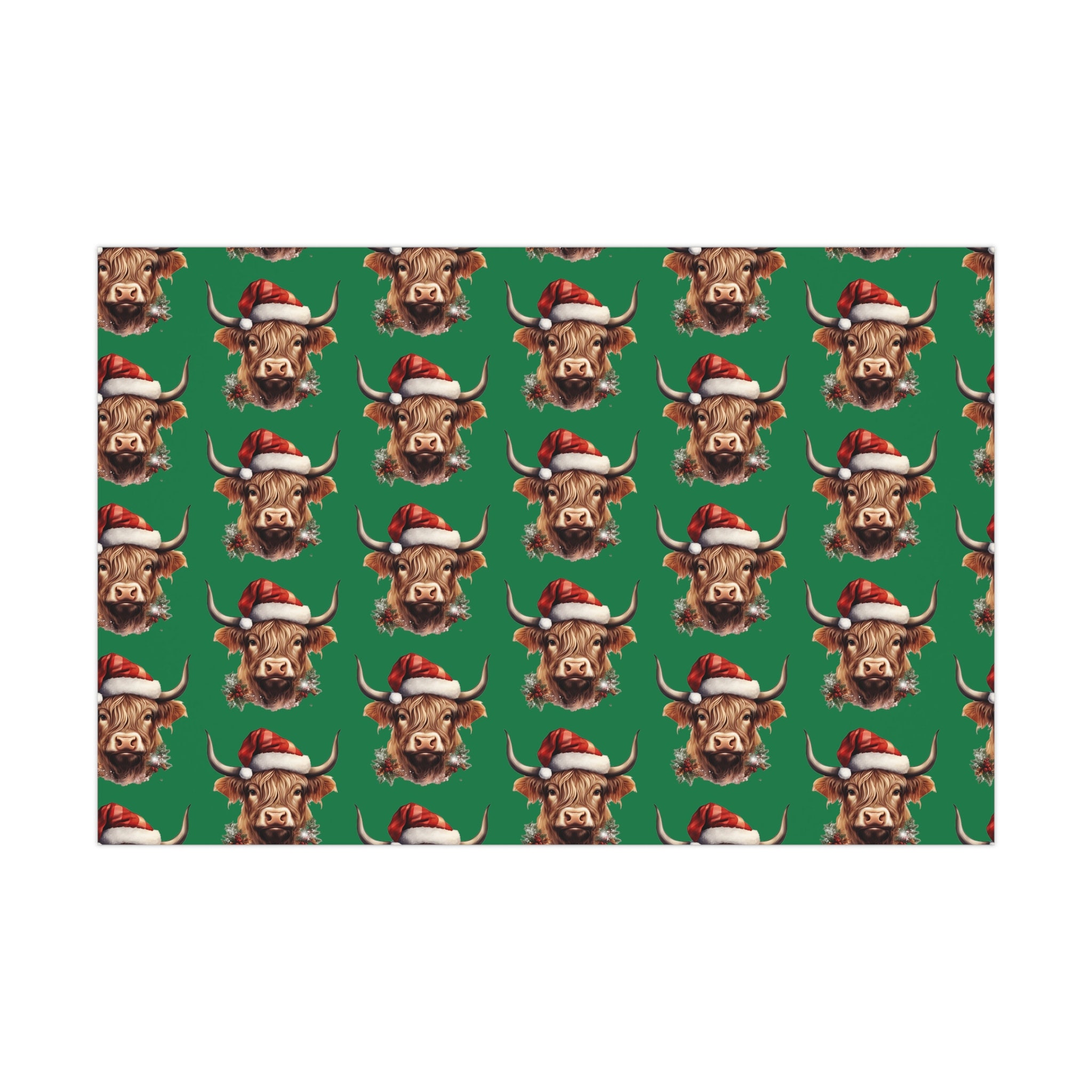 Highland Cow Wrapping Paper Christmas Present Illustrated Xmas Gift ...