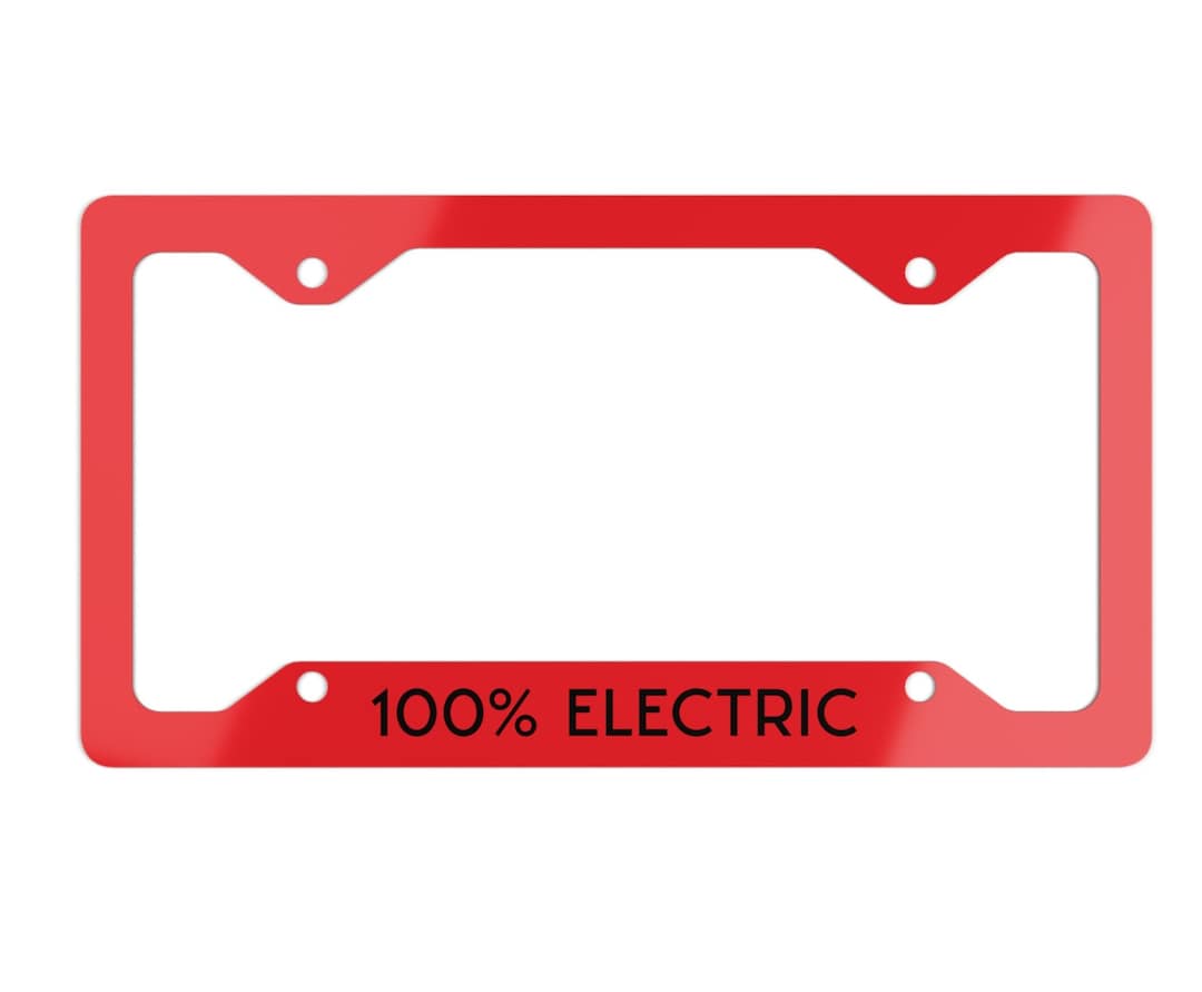 EV License Plate Frame Metal 100% Electric Vehicle Electric Car Red ...