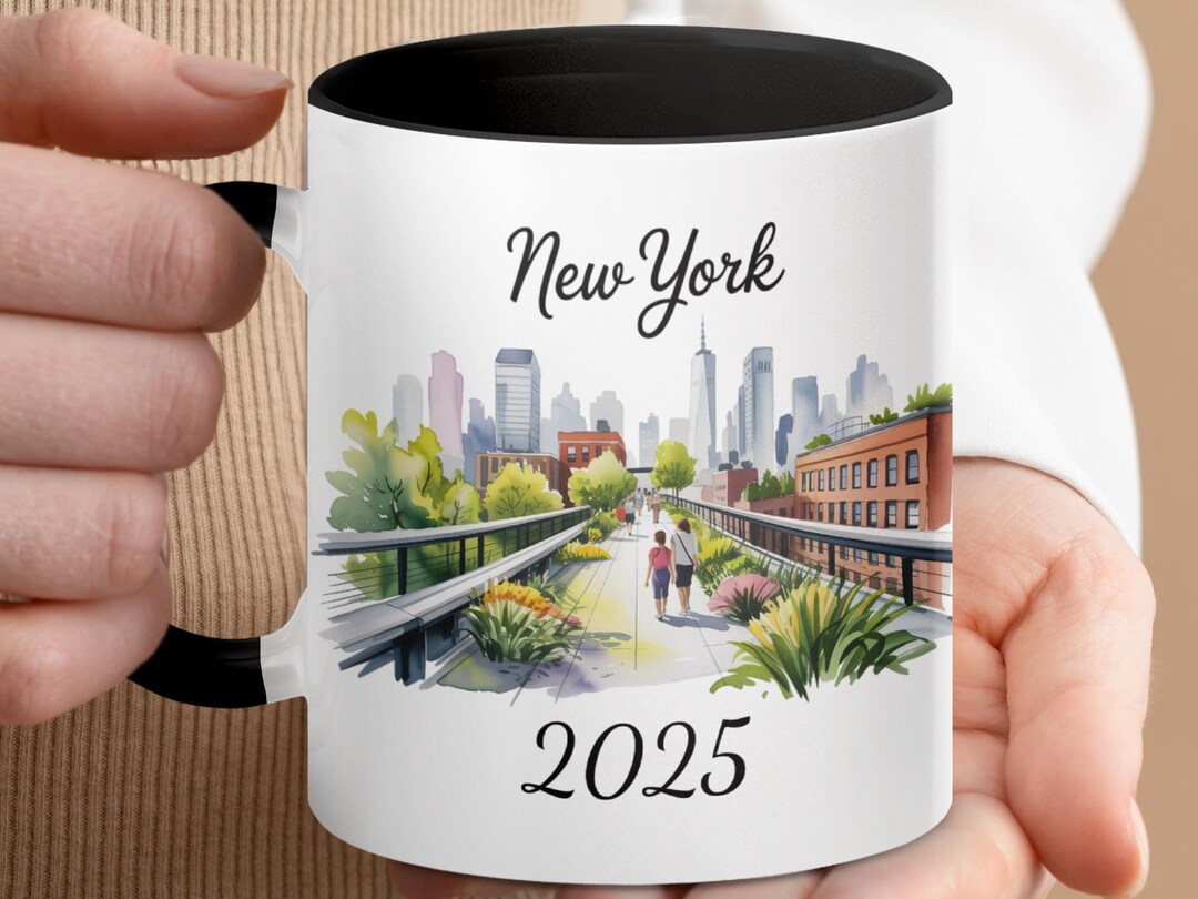 New York City Mug, High Line Art Mug, Honeymoon Gift, Customizable New ...
