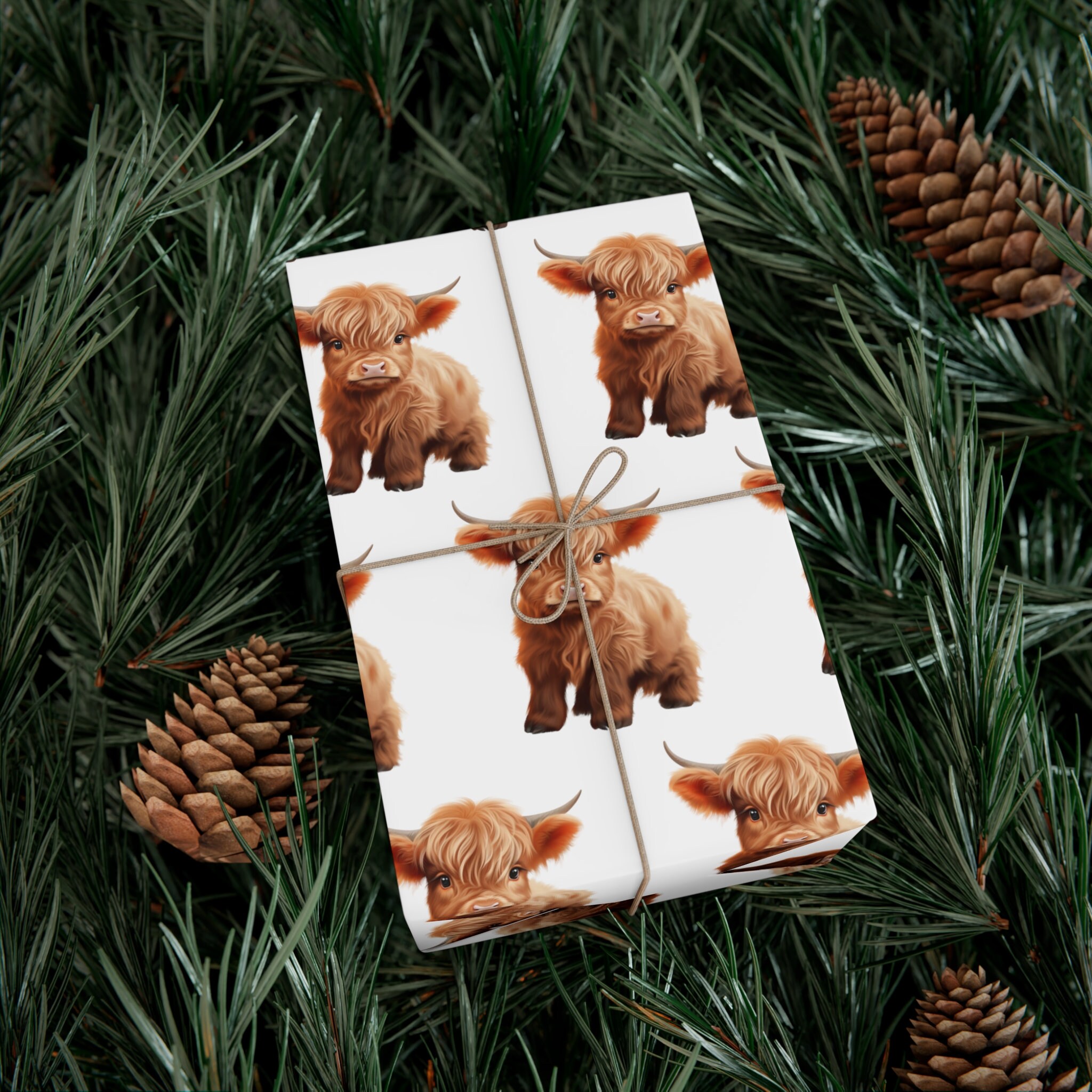 Baby Shower Highland Cow Wrapping Paper Christmas Present Illustrated ...
