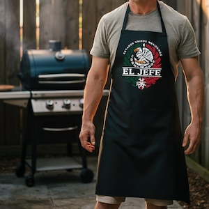 El Jefe Grilling Mexican Apron Fathers Day BBQ Gifts Cholo the Boss ...