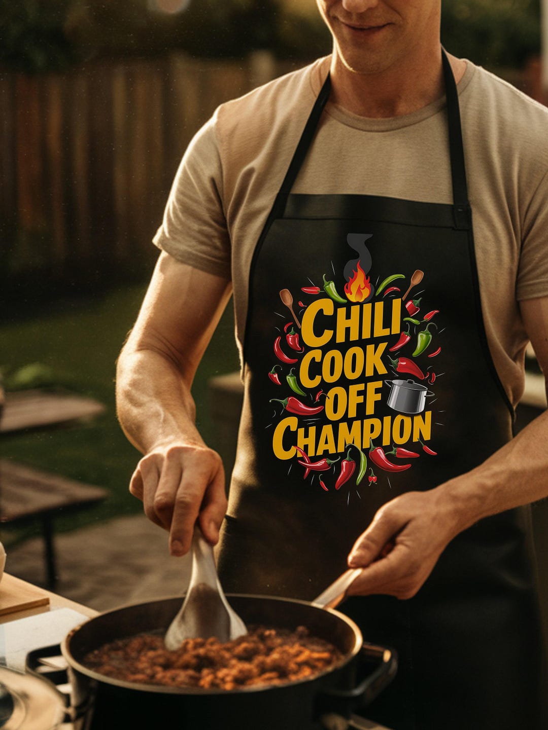 Chili Cook off Champion Apron Black Chef Apron Chili Cookout Cooking ...