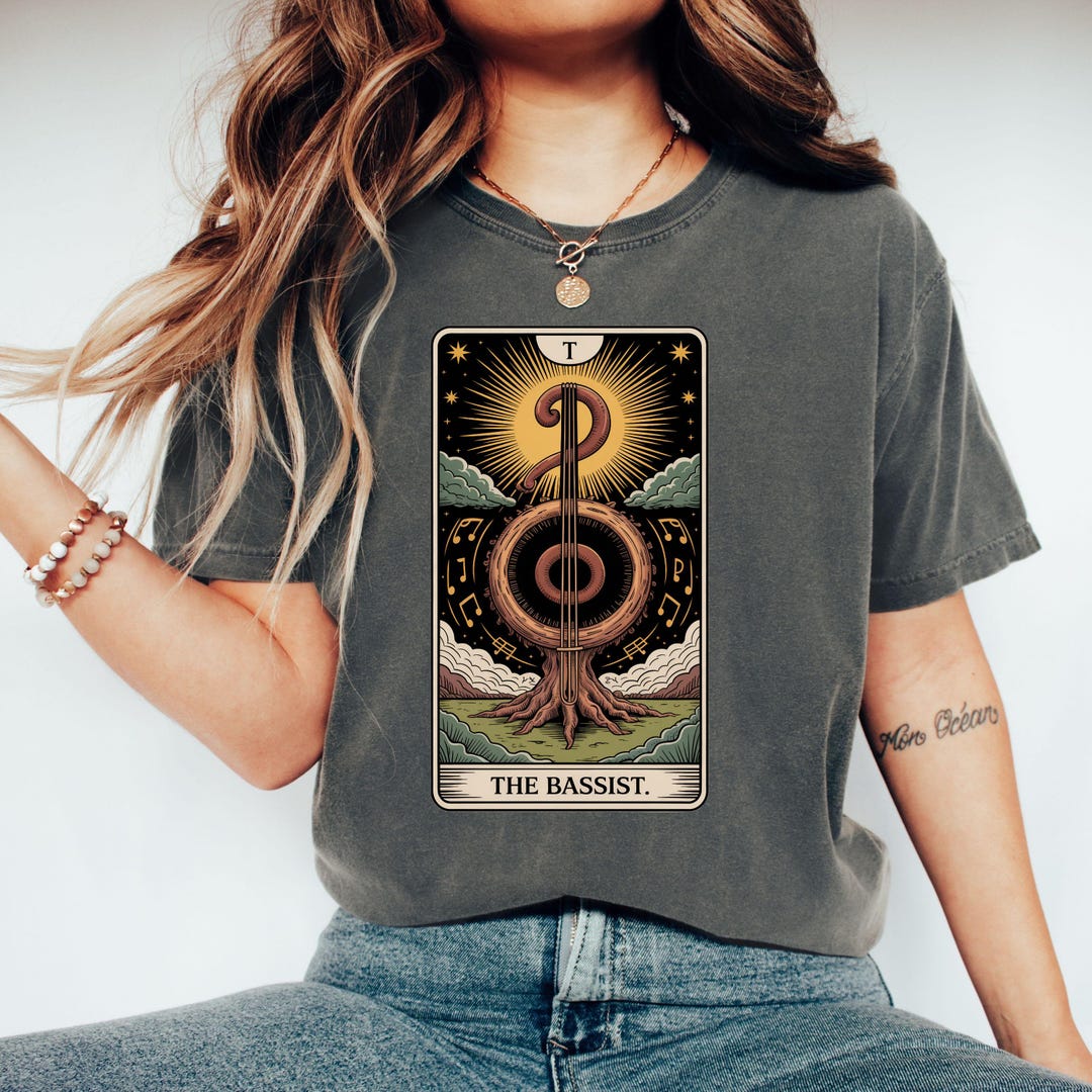 The Bassist Tarot Card T-shirt, Musical Instrument Tee, Unique Tarot T ...