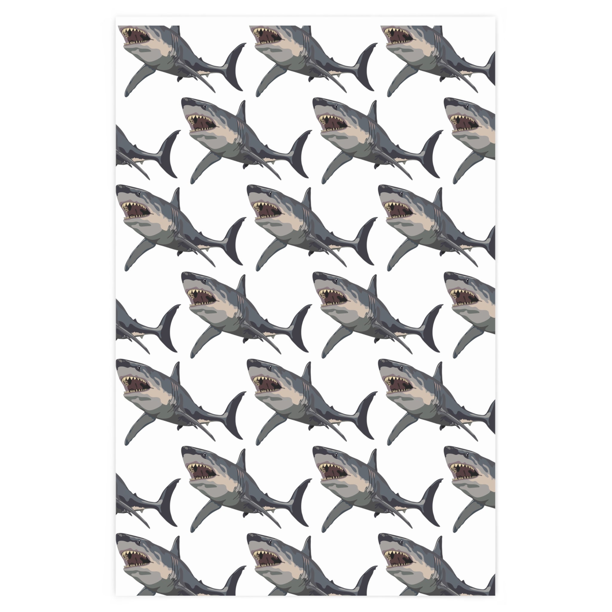 Shark Wrapping Paper Roll Present Wrapping Kids Wrap Birthday Present ...