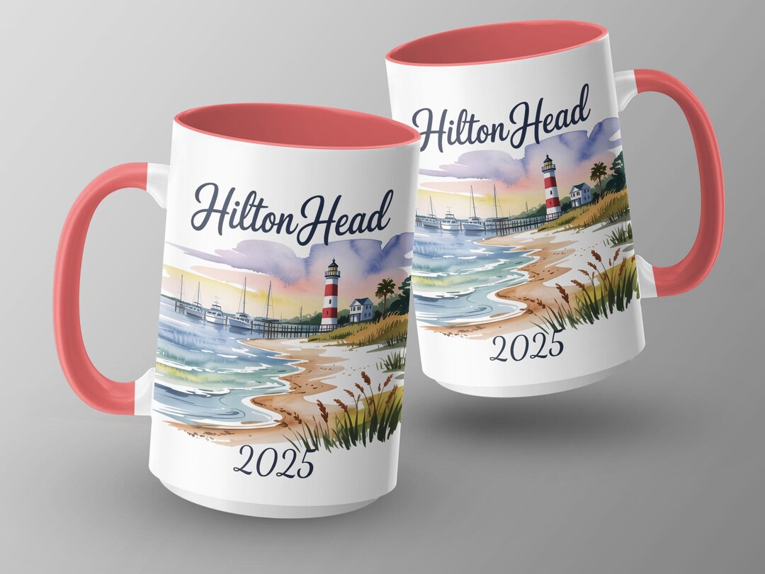 Hilton Head Mug, Watercolor Beach Mug, Lighthouse Mug, Vacation Mug ...