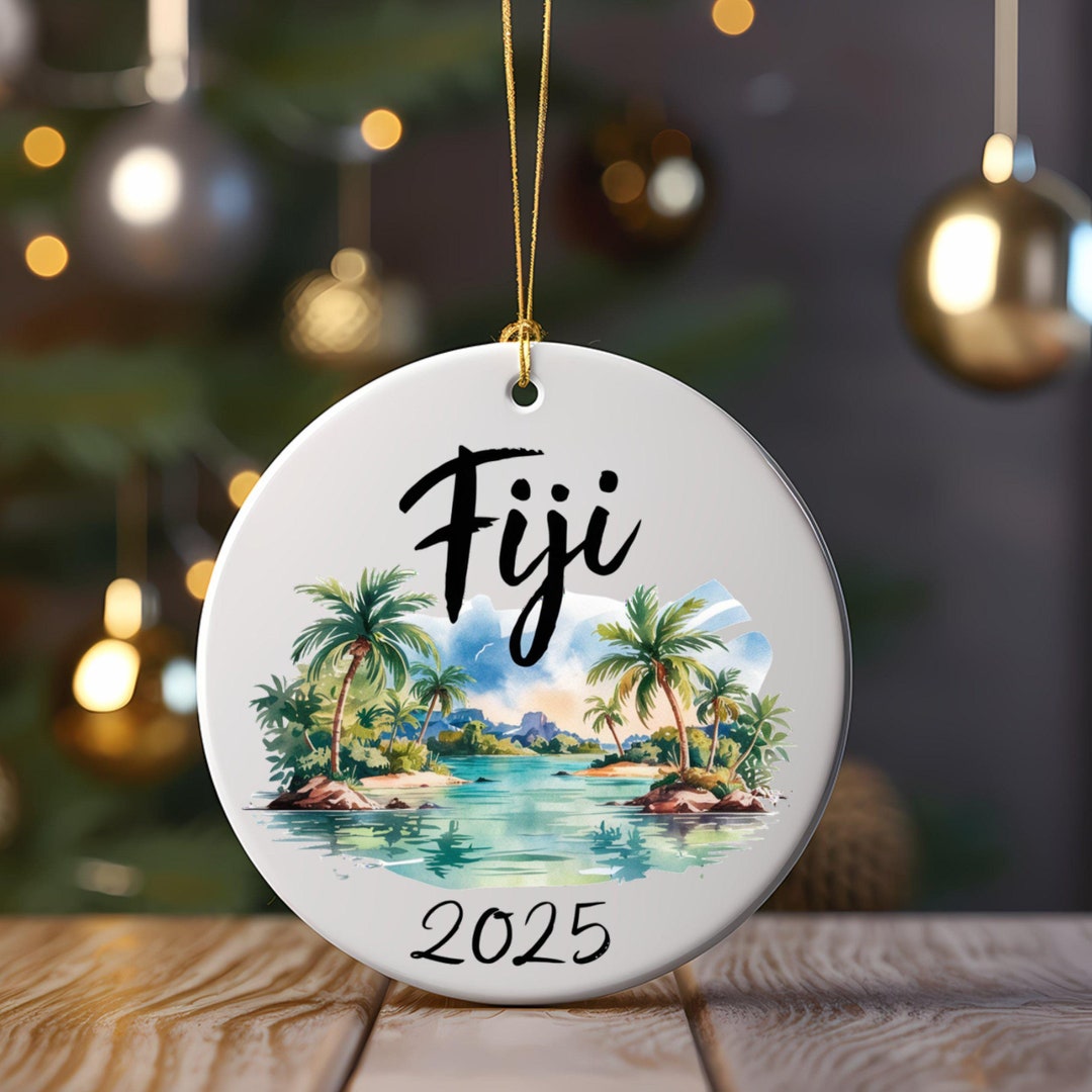 Tropical Paradise Fiji Ornament, Island Vacation Souvenir 2025, Beach ...