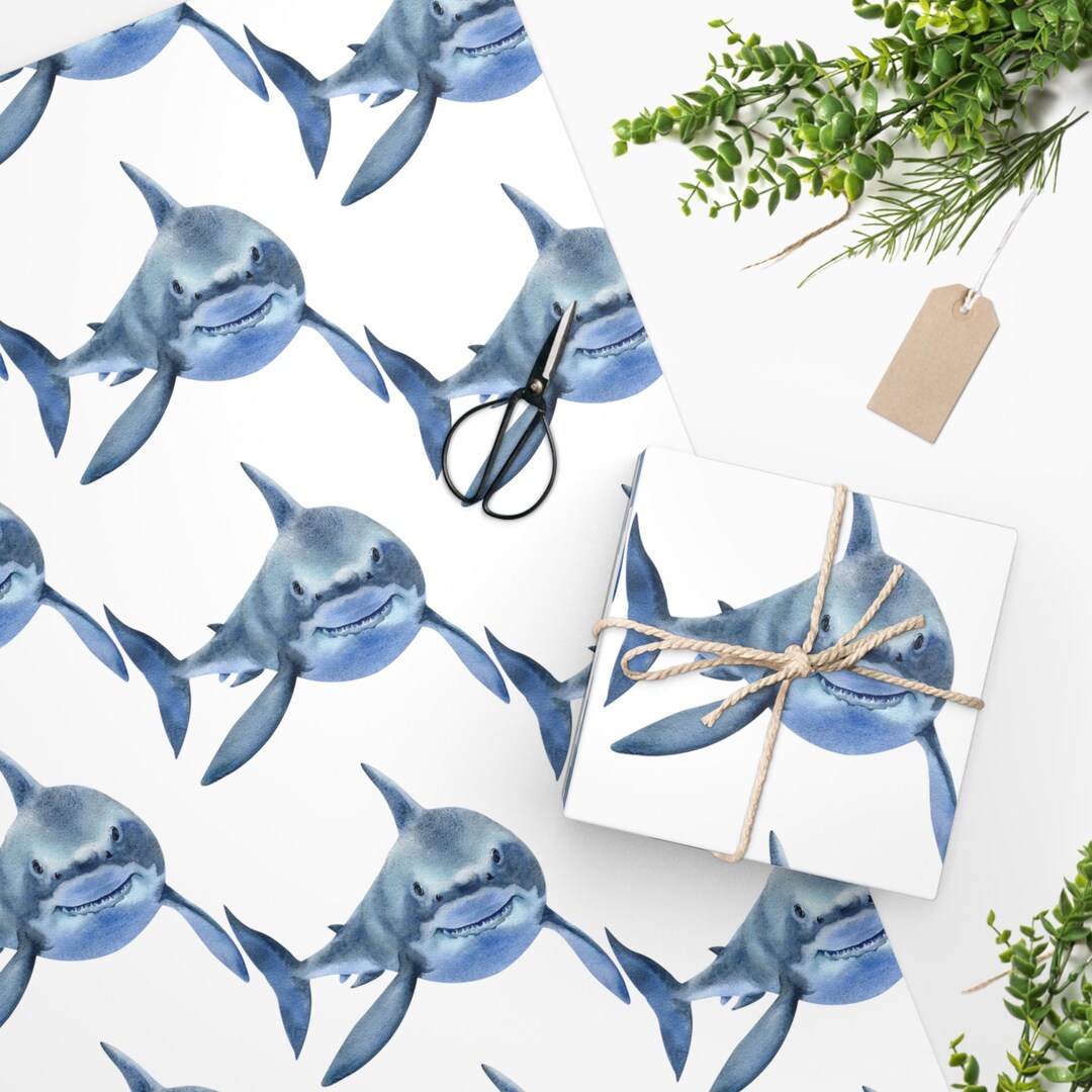 Shark Wrapping Paper Roll Present Wrapping Kids Wrap Birthday - Etsy