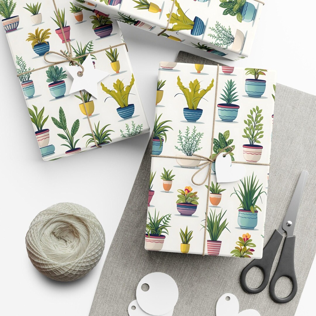 House Plant Wrapping Paper Apothecary Aromatic Botanical Gift Wrap Wife ...