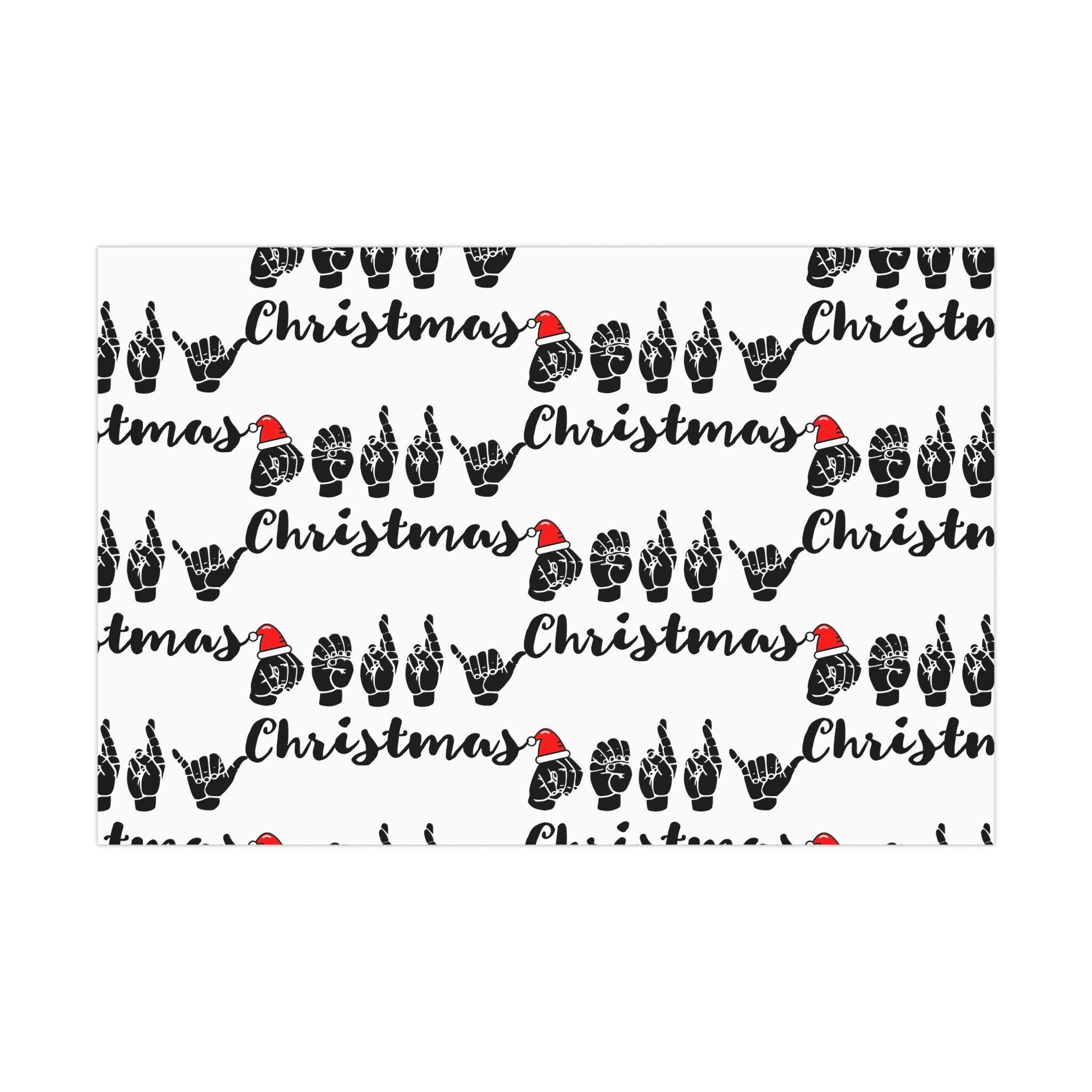 ASL Wrapping Paper ASL Christmas Gift for Deaf Interpreter Xmas Present ...