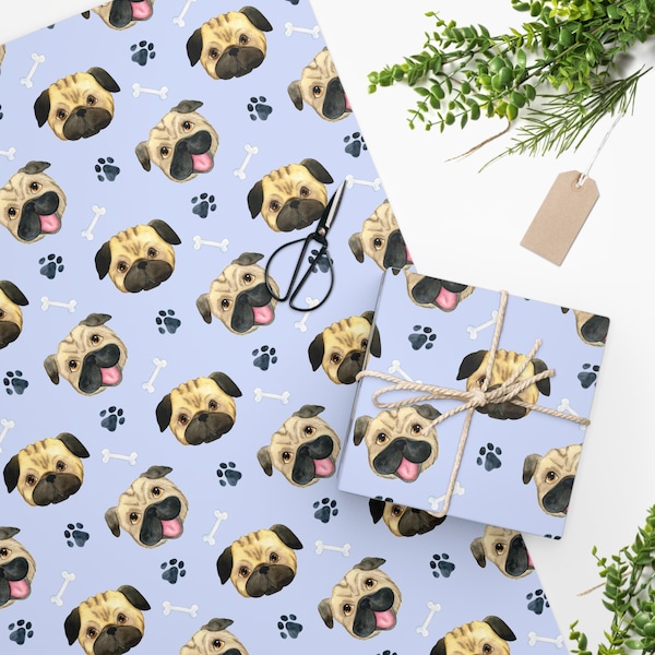 Pug Wrapping Paper - Etsy