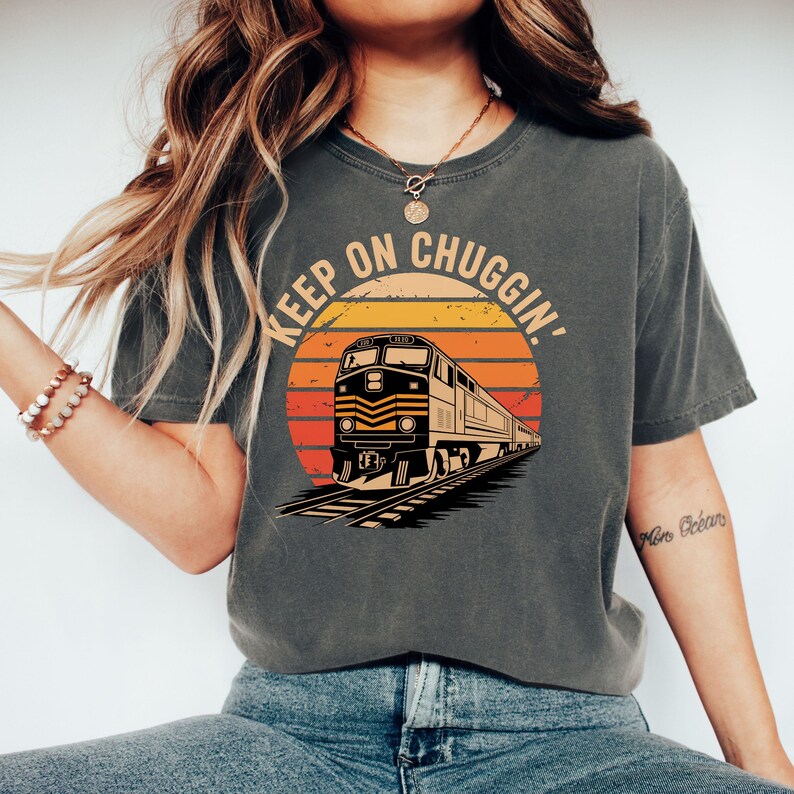 Keep on Chuggin T-shirt, Vintage Train Tee, Locomotive Shirt, Railroad ...