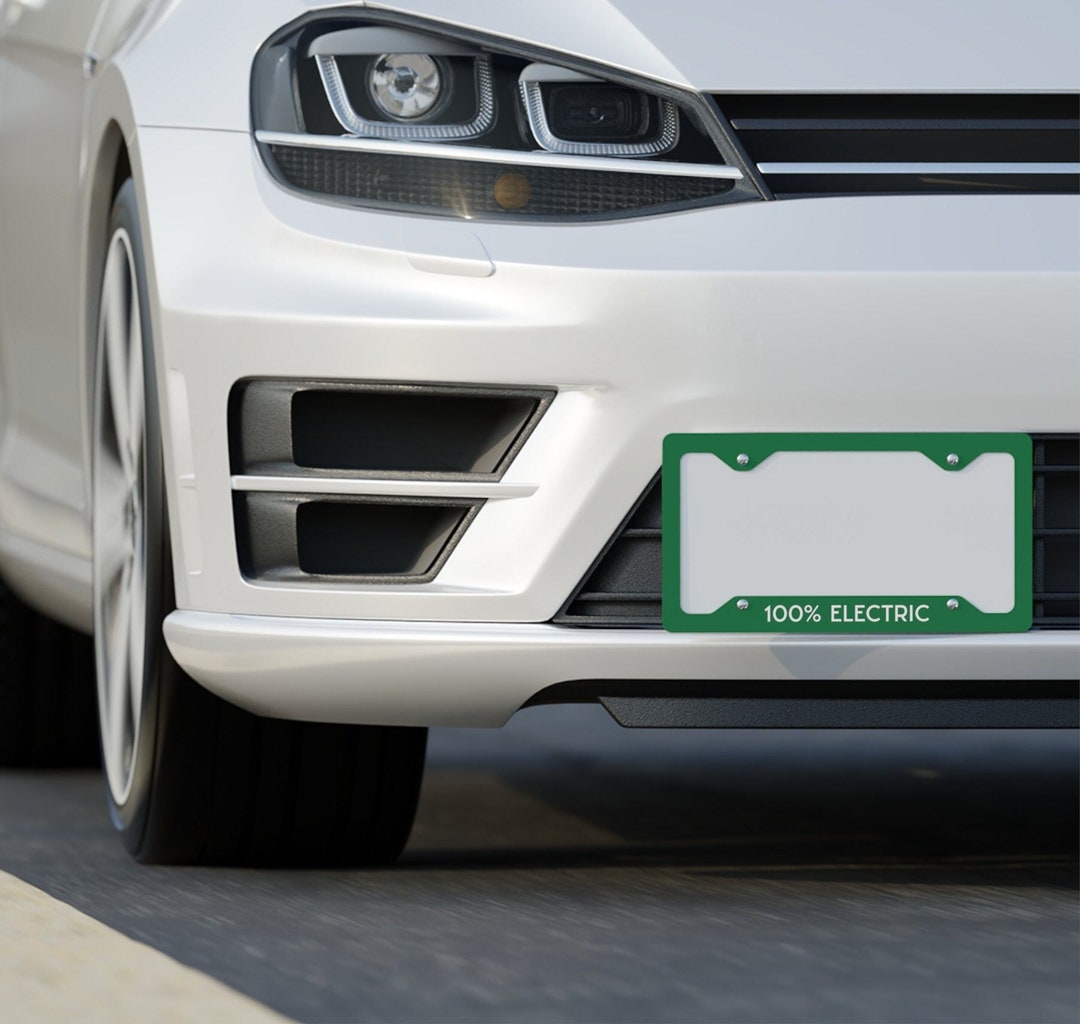 EV License Plate Frame Metal 100% Electric Vehicle Electric Car Green ...