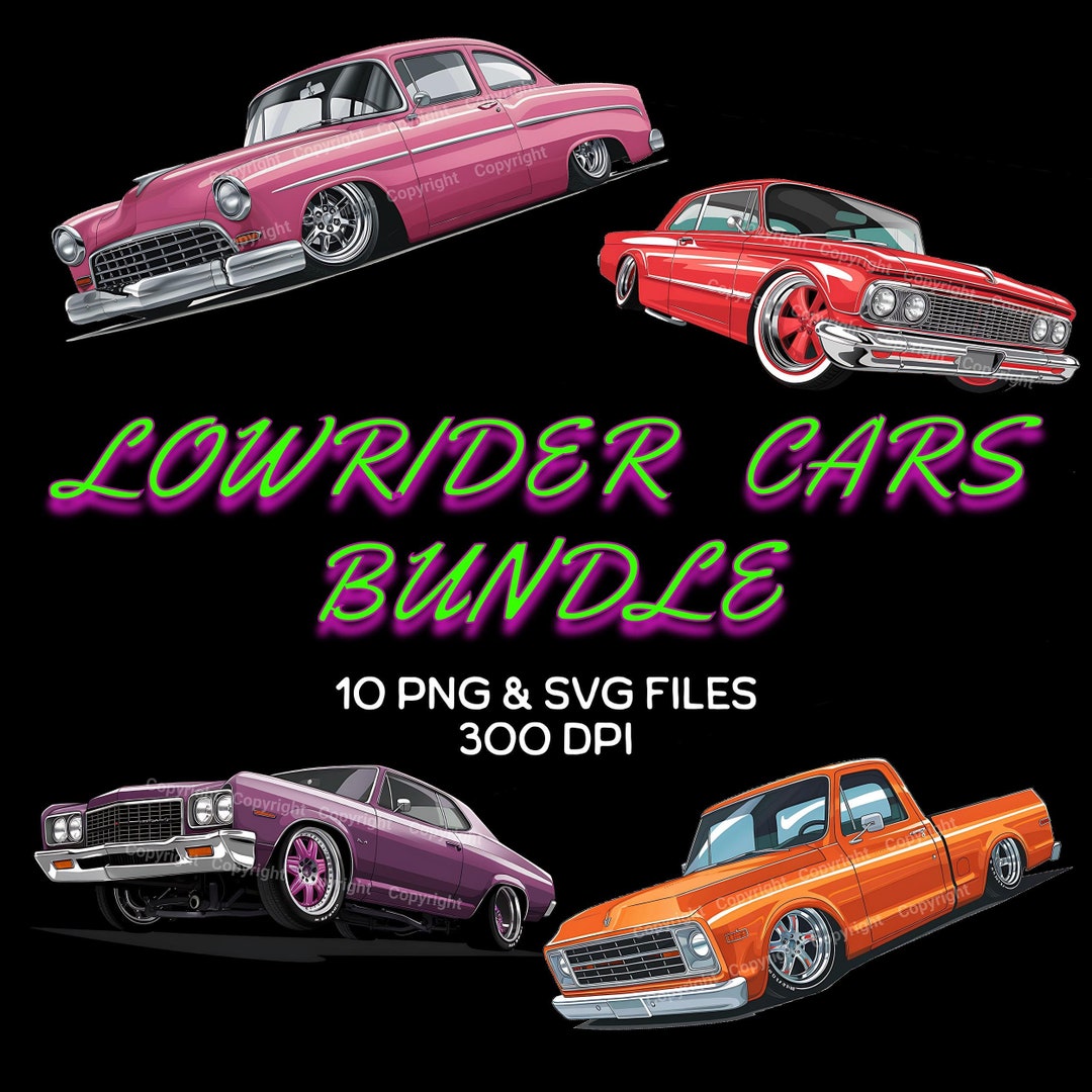 Lowrider Clipart Bundle SVG PNG Sublimation Design Car Enthusiast Gift Chicano Car Show Template ...