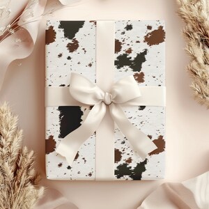 Cowhide Western Wrapping Paper Roll, Cowgirl Gift Wrap Roll Black Brown ...