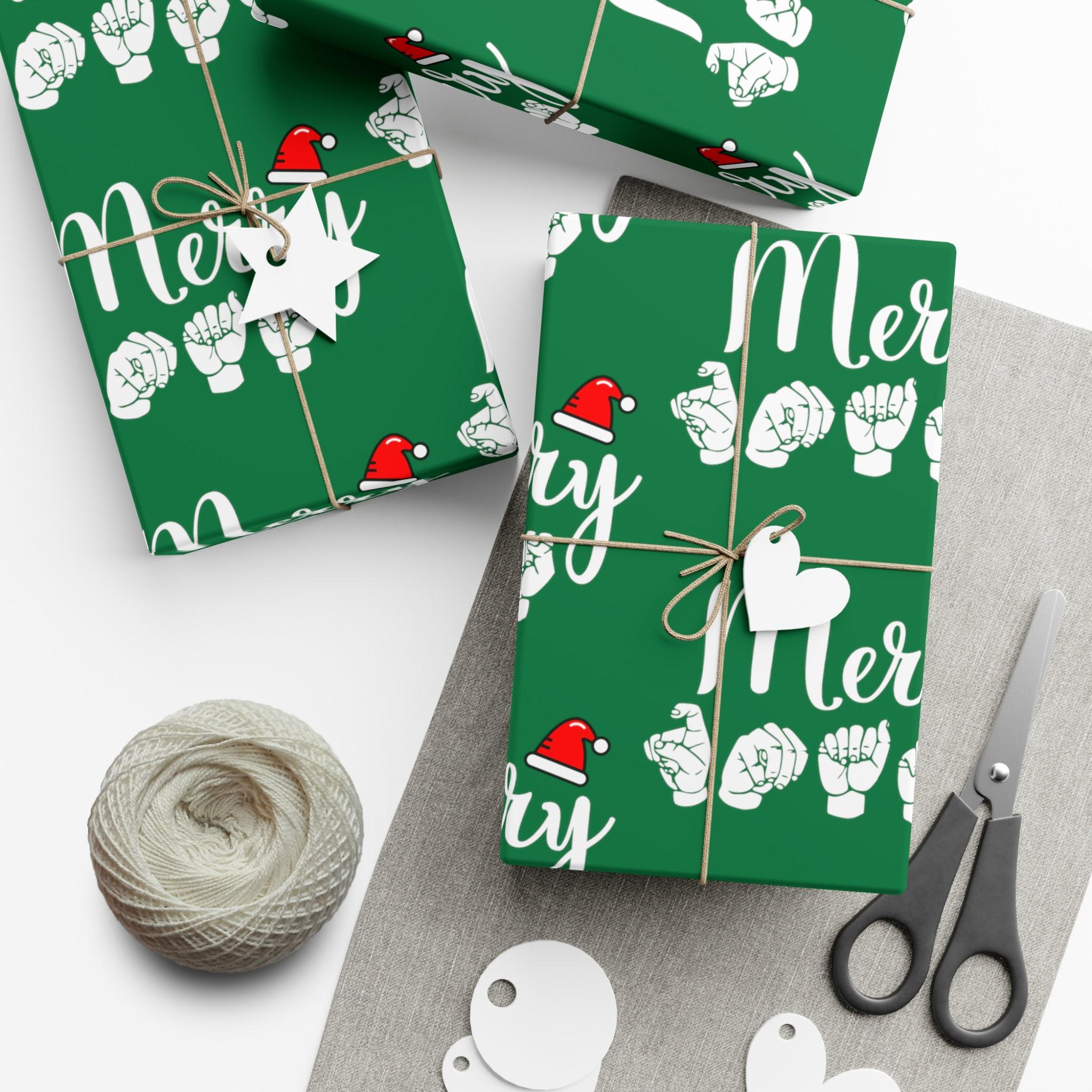 ASL Wrapping Paper ASL Christmas Gift for Deaf Interpreter Xmas Present ...
