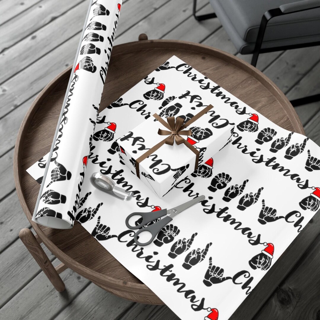 ASL Wrapping Paper ASL Christmas Gift for Deaf Interpreter Xmas Present ...