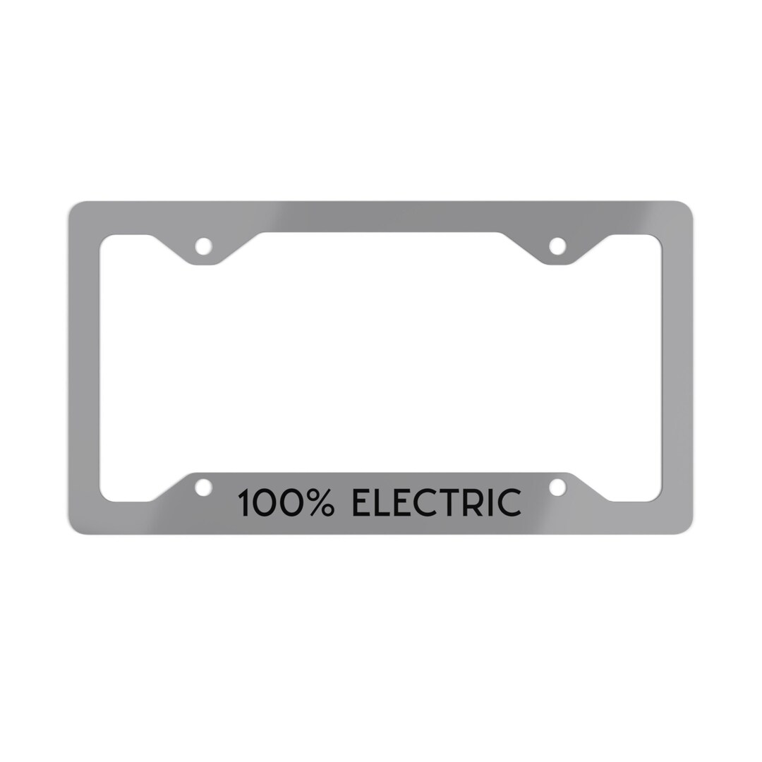 EV License Plate Frame Metal 100% Electric Vehicle Electric Car Grey ...