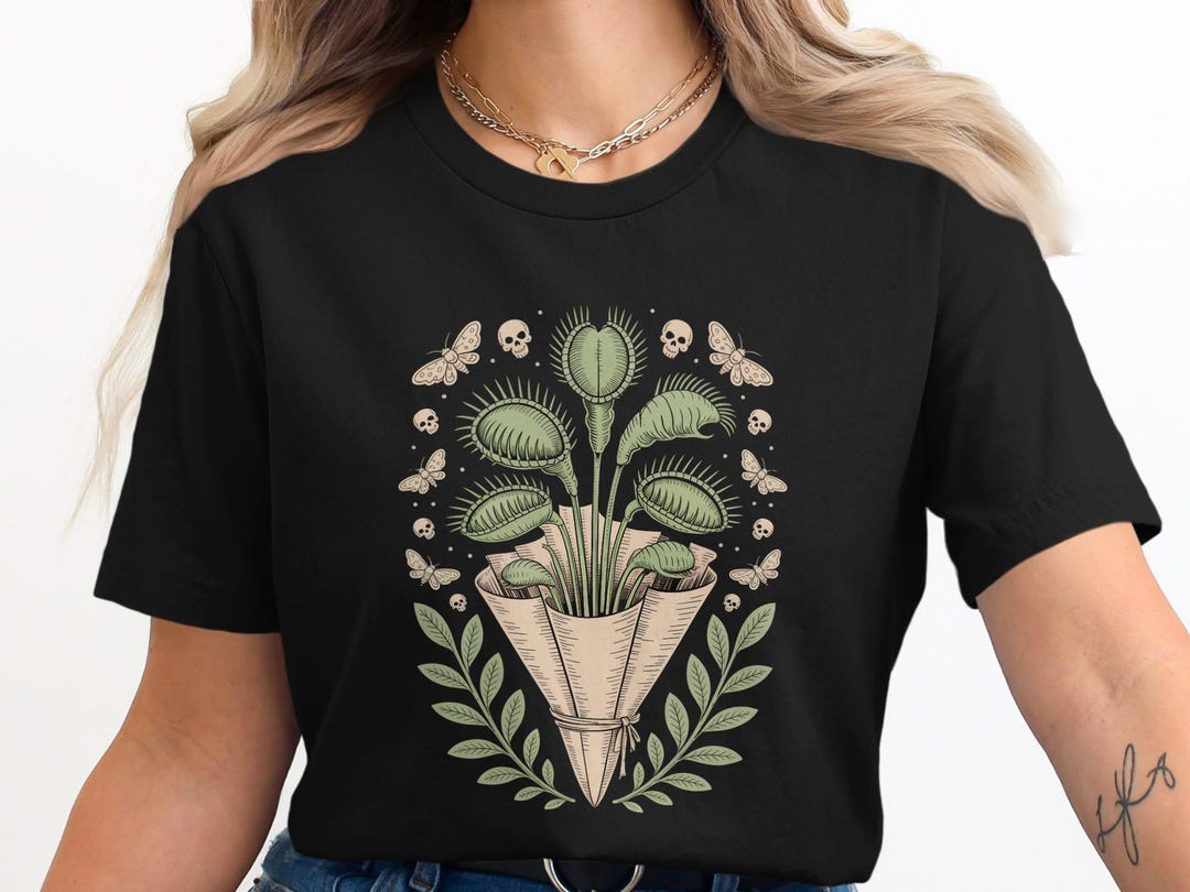 Carnivorous Plant T-shirt, Venus Flytrap, Moth and Skulls, Botanical ...