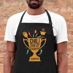 Chili Cook off Champion Apron Black Chef Apron Chili Cookout Cooking ...