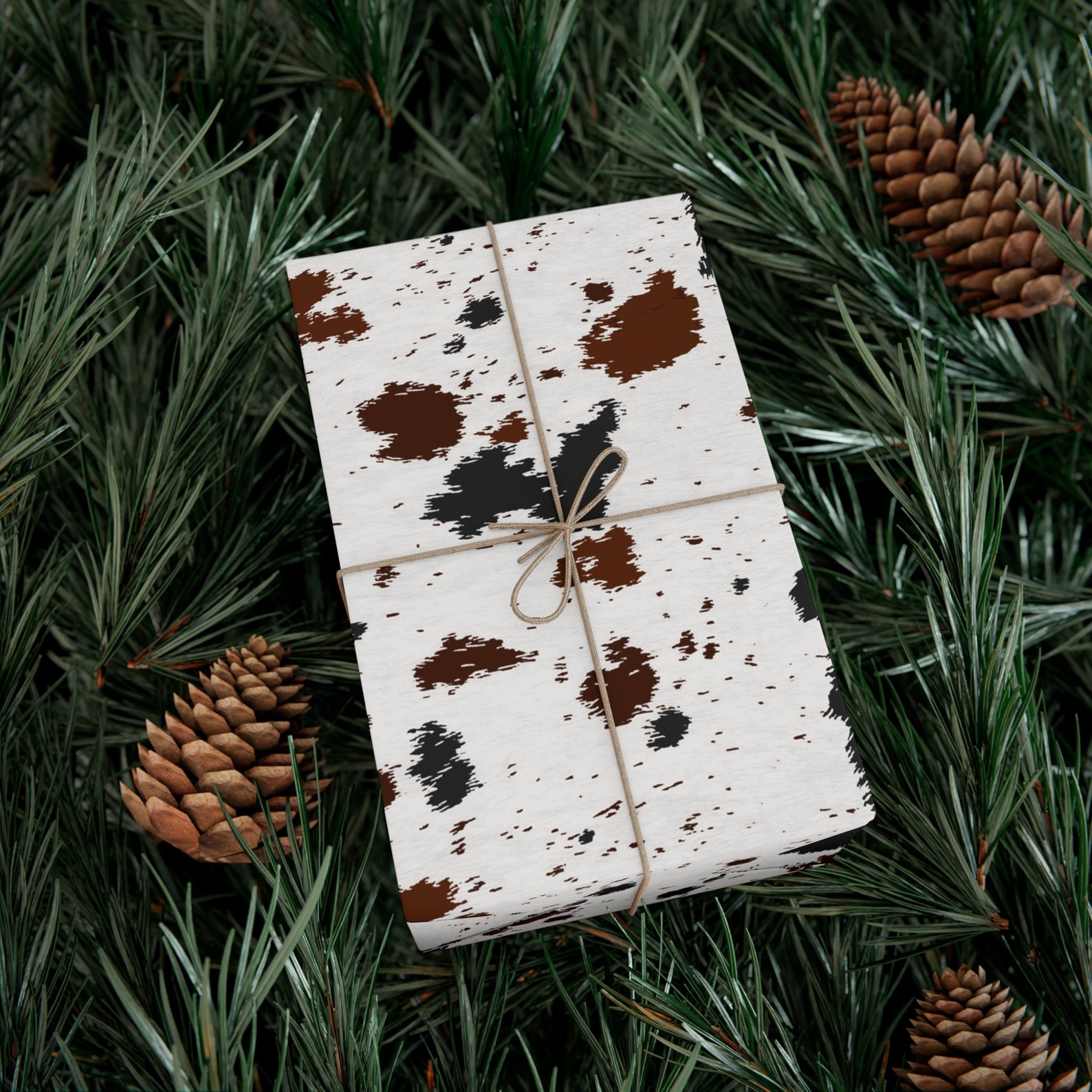 Cowhide Western Wrapping Paper Roll, Cowgirl Gift Wrap Roll Black Brown ...