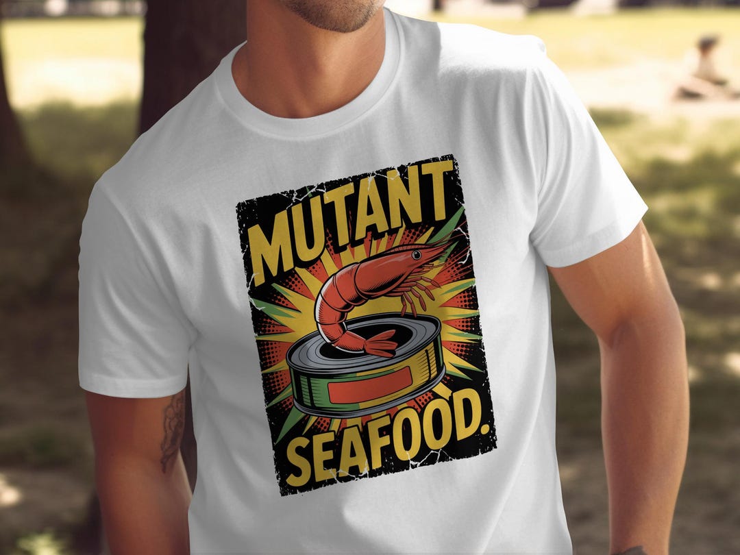 Mutant Seafood T-shirt, Funny Shrimp T-shirt, Canned Shrimp Tee ...