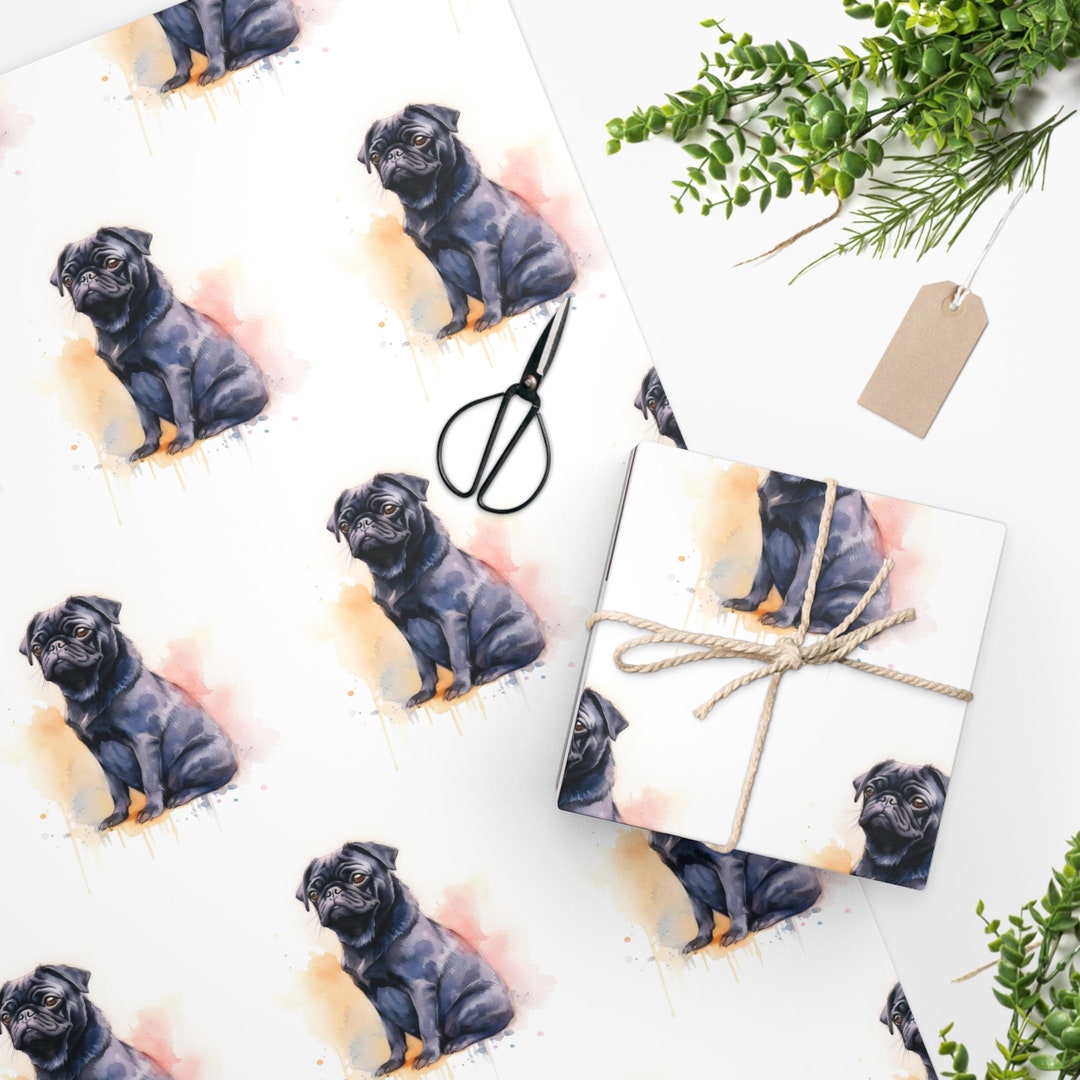Pug Wrapping Paper Dog Gift Wrap Pug Lover Pet Gift Dog Lover Wrapping ...
