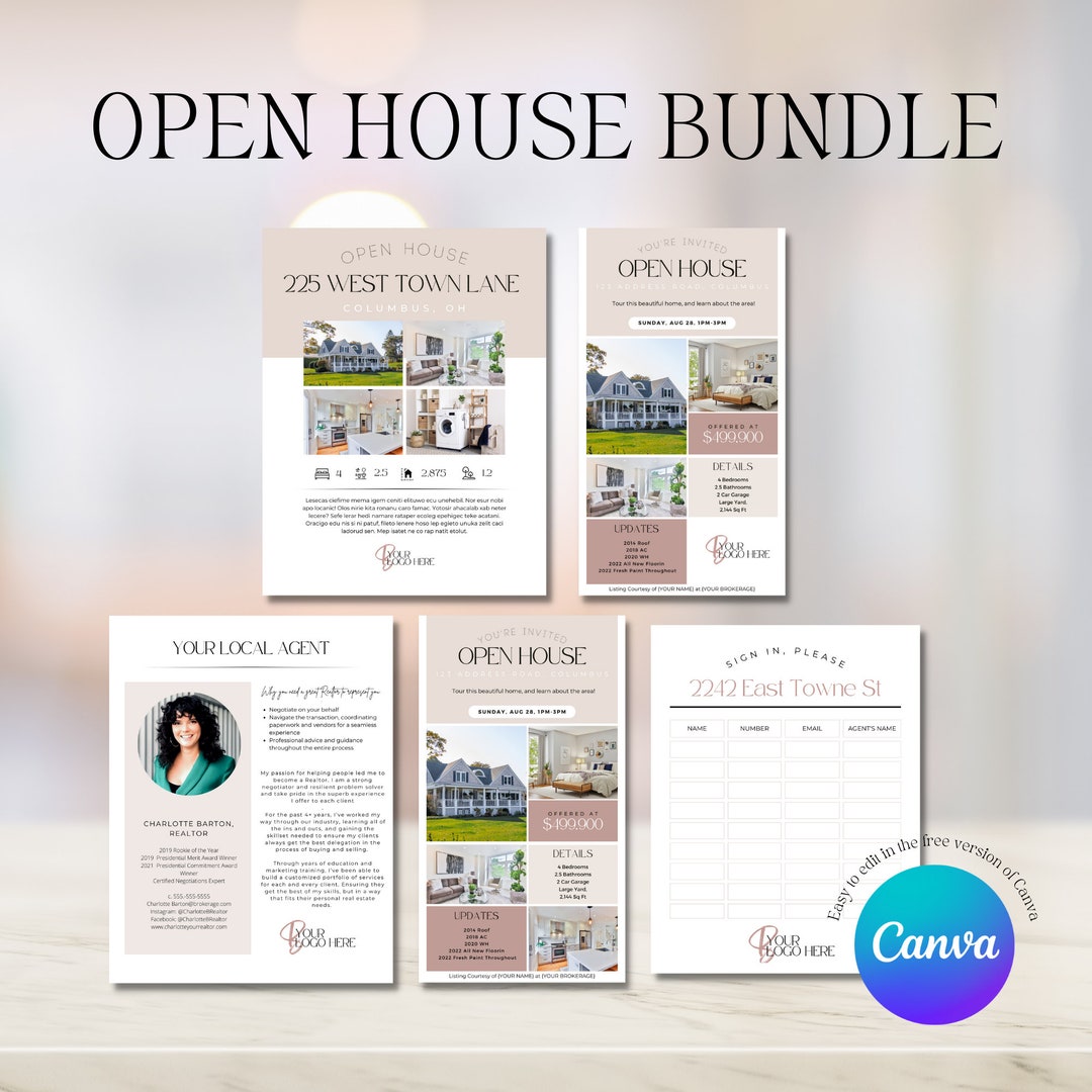 Open House Template Bundle / Everything a Real Estate Agent Needs for a ...