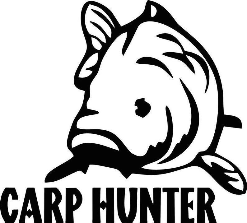 Carp Hunter II Fishing Logo Sticker Decal Angling Fly Tackle Box Vinyl ...