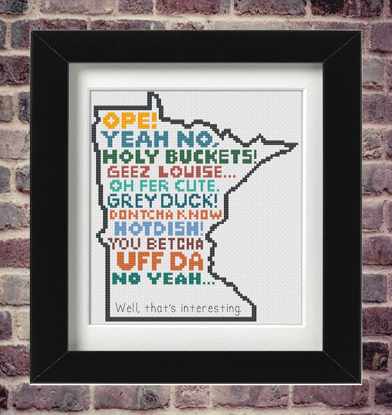 Minnesota Phrases State Outline Cross Stitch Pattern - Etsy