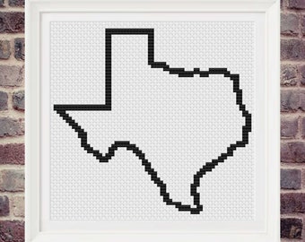 Texas Cross Stitch Pattern, Texas Map Cross Stitch Pattern, USA State ...