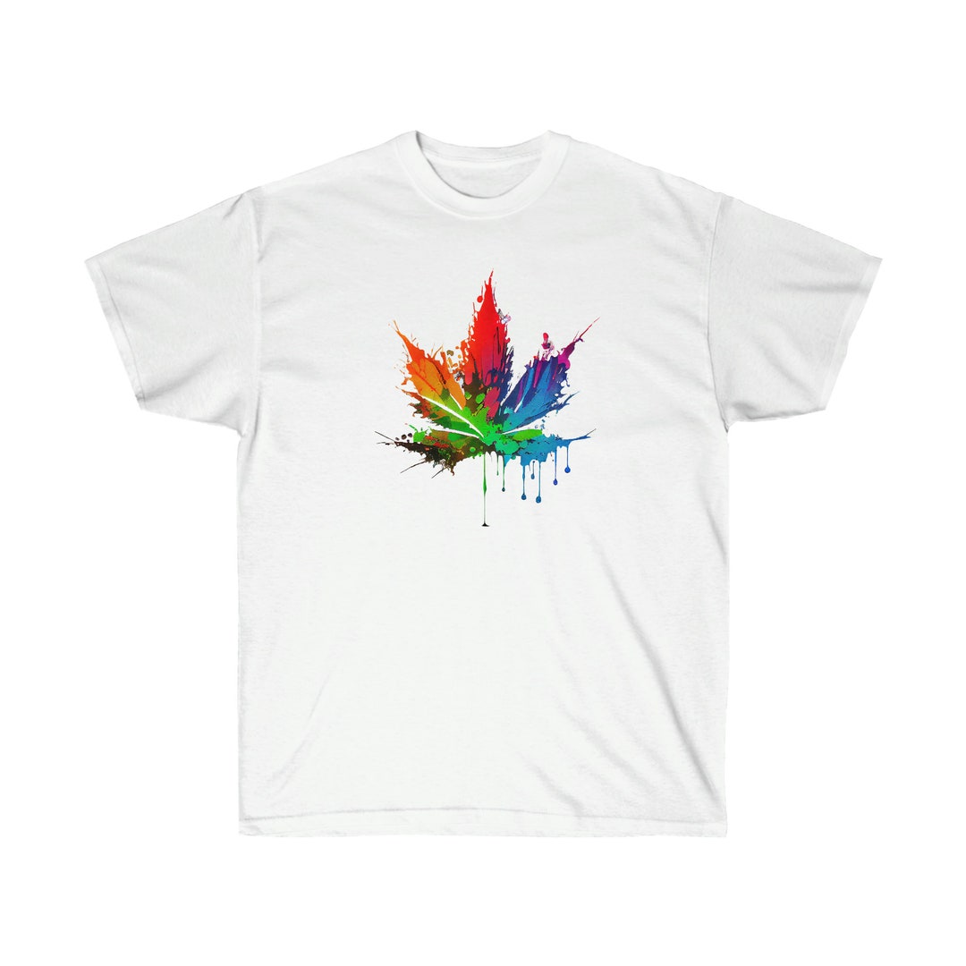 Cool Colorful Marijuana Leaf Paint Splash Design T Shirt - Etsy