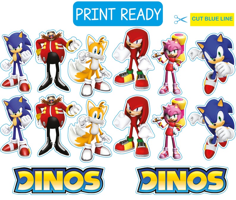 Printable Sonic Cake Topper, Digital File to Print, Labels to Print ...