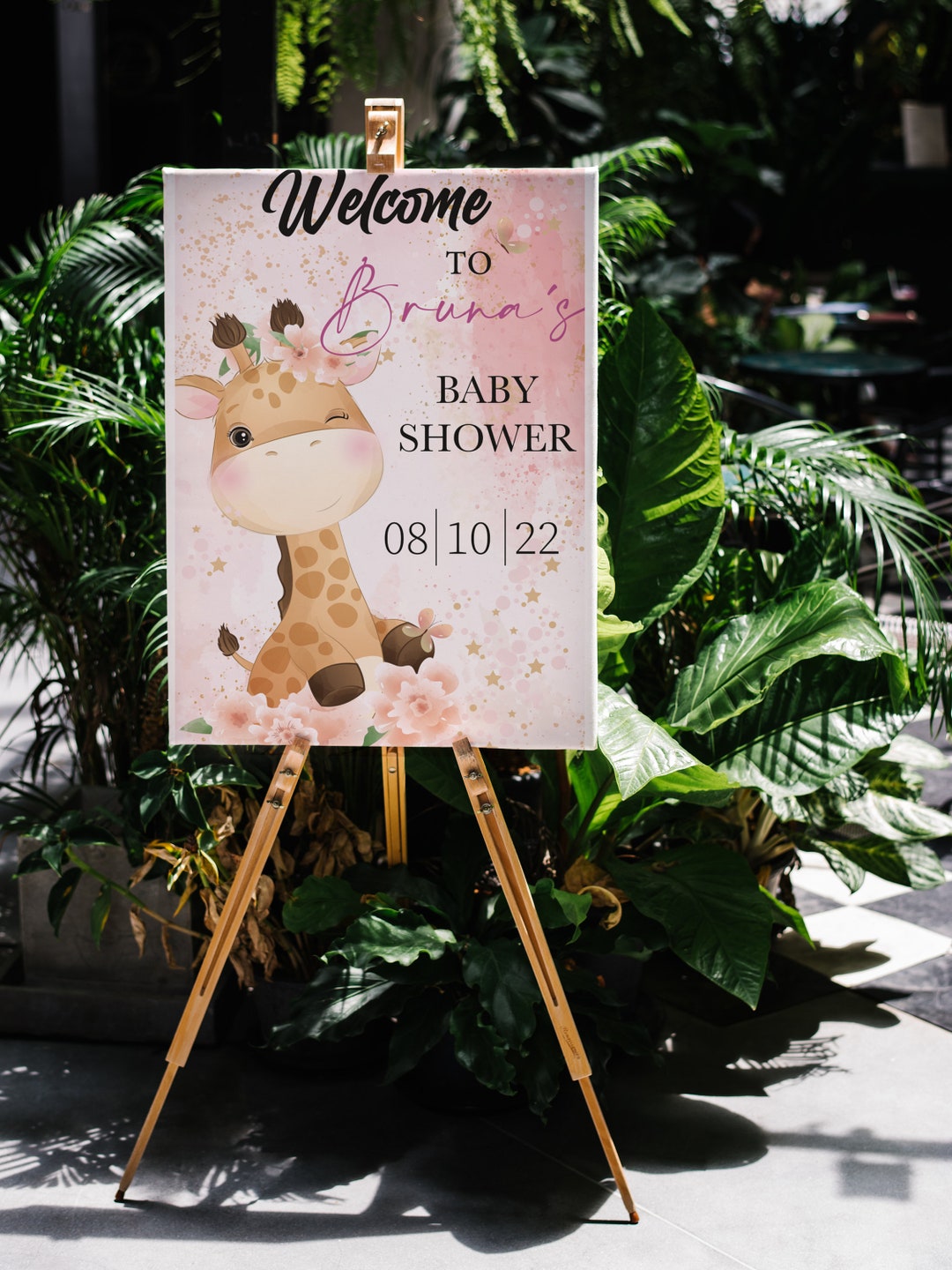 Giraffe Welcome Baby Shower, Giraffe Baby Shower Welcome Sign, Editable ...