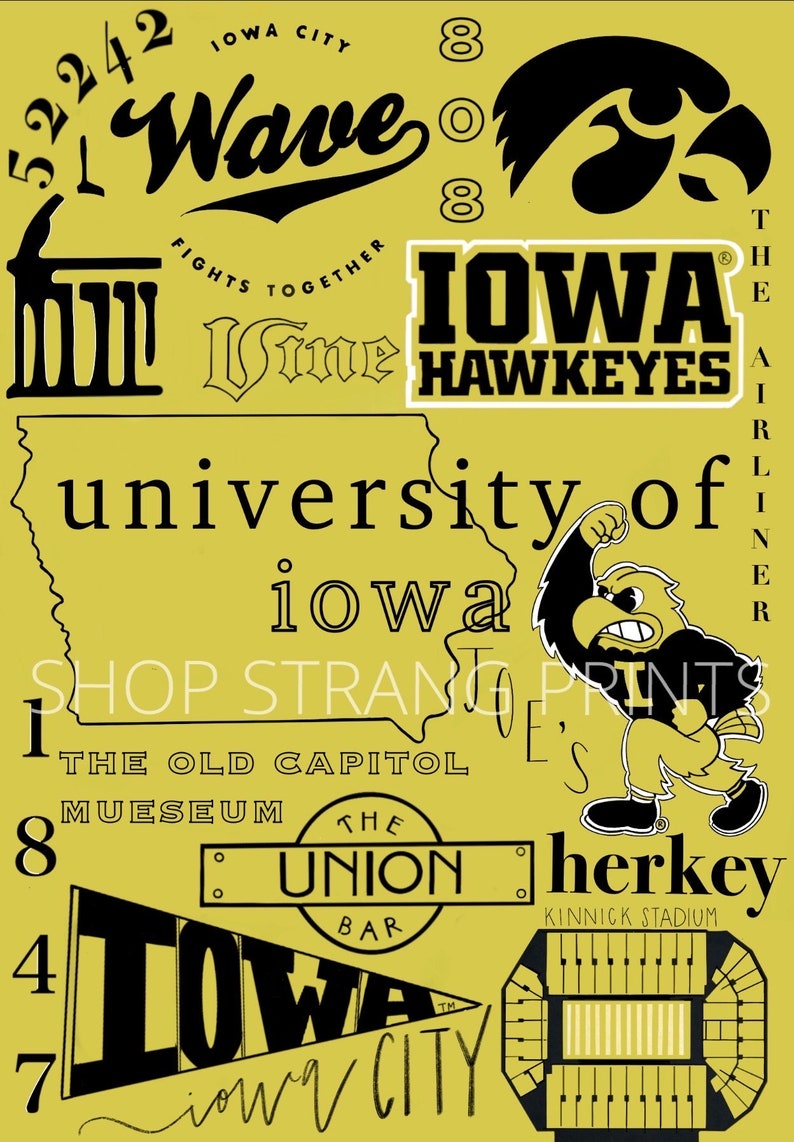 UNIVERSITY of IOWA POSTER - Etsy