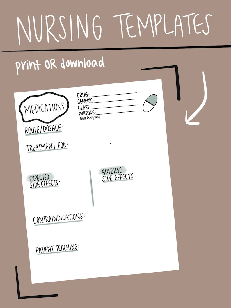 Medications Pharmacology Template: Nursing School - Etsy