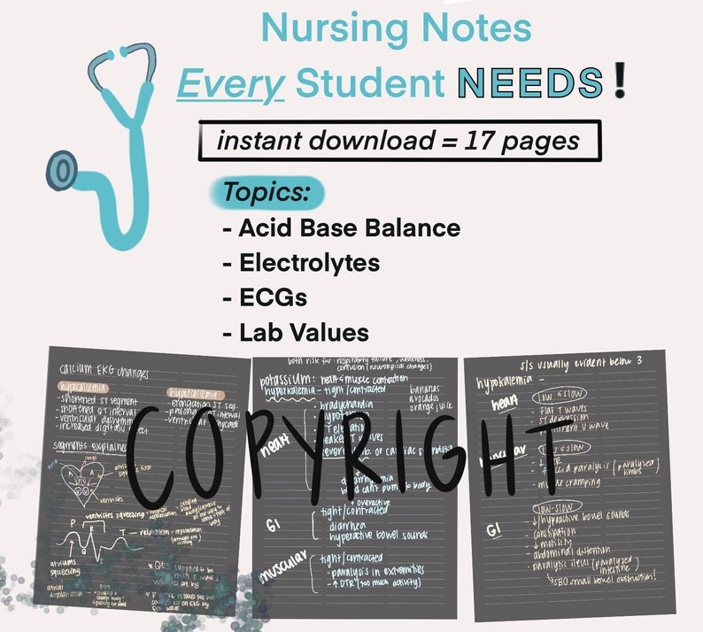 Nursing Study Bundle: Acid Base, Electrolytes / 17 Pages for Download ...