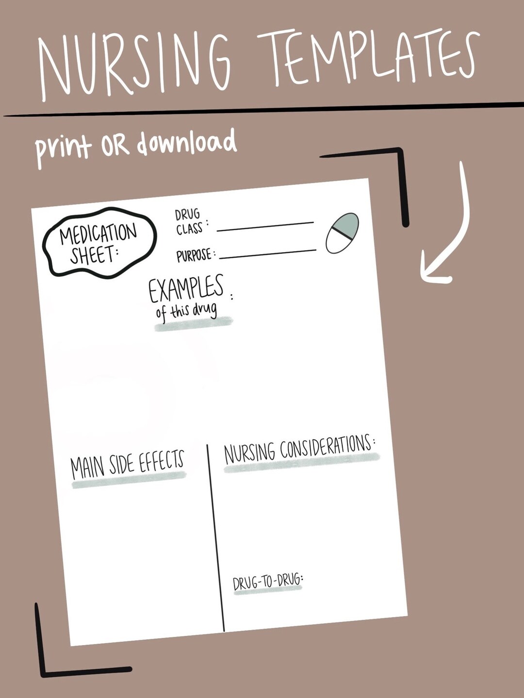 Medications Pharmacology Template: Nursing School - Etsy