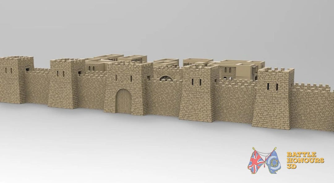 Town Outer Wall & Gate - 3D Printed for Histotical Wargaming Dioramas ...