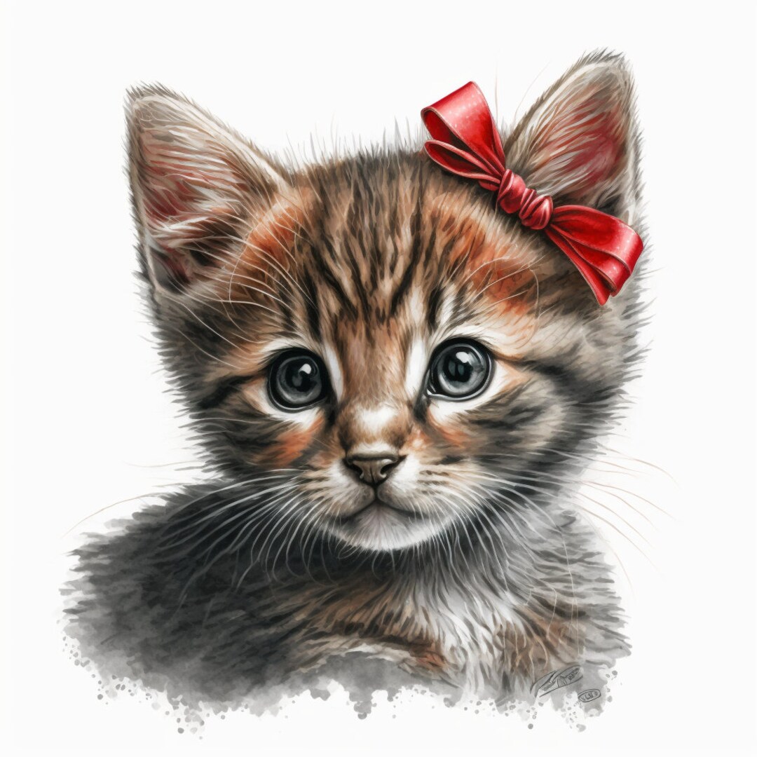 Drawing of a Baby Kitten | Digital Print - Etsy